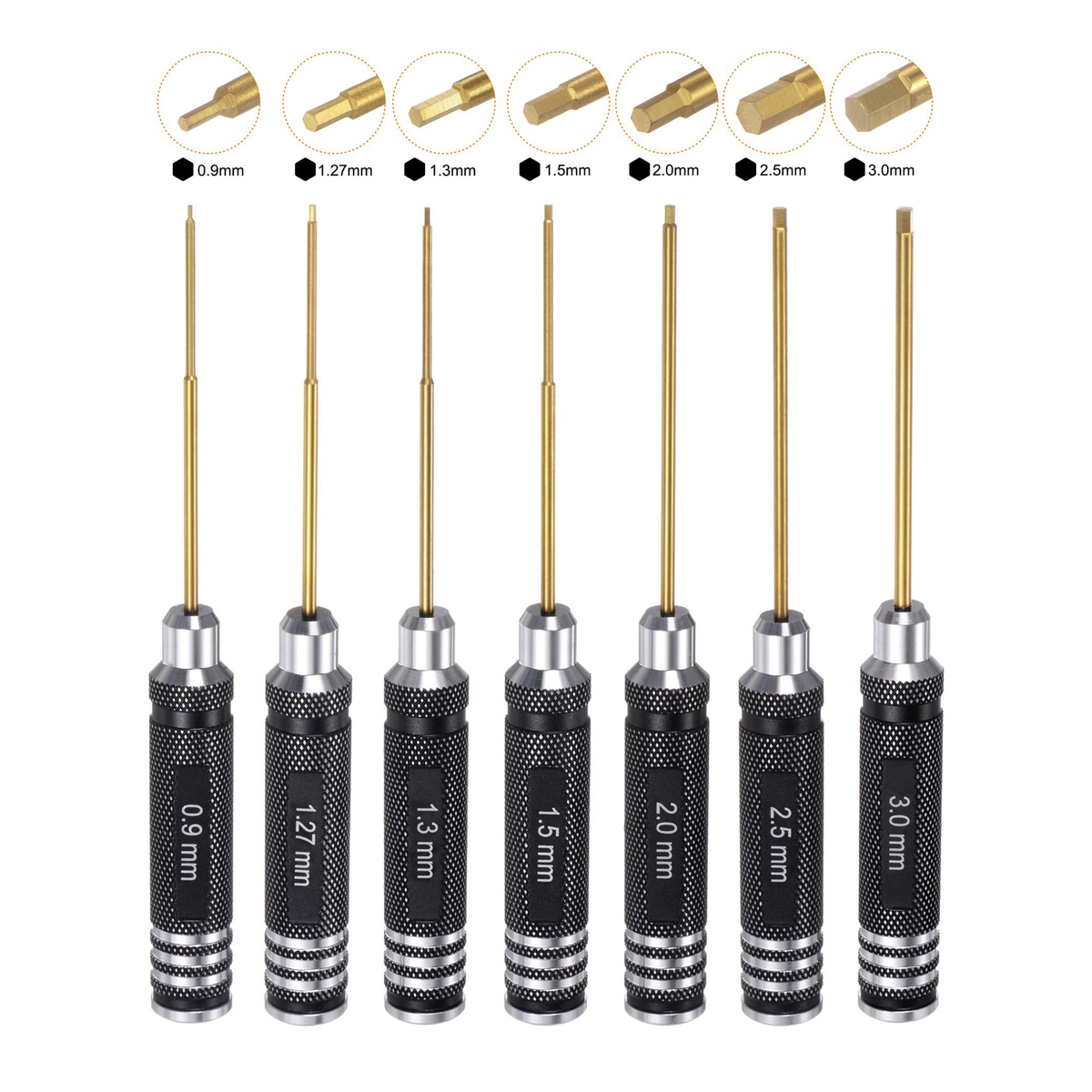 Black Round Titanium-Plated Hexagonal Screwdriver Set for model car an ...